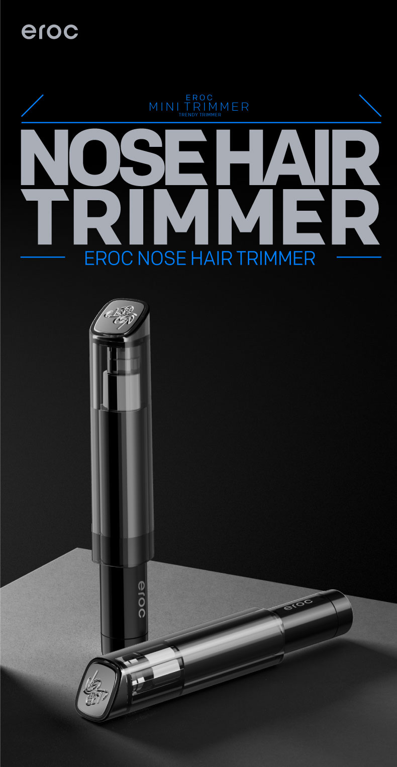 EROC Black Nose Hair Trimmer with High Speed Stainless Steel Blade Safe ...