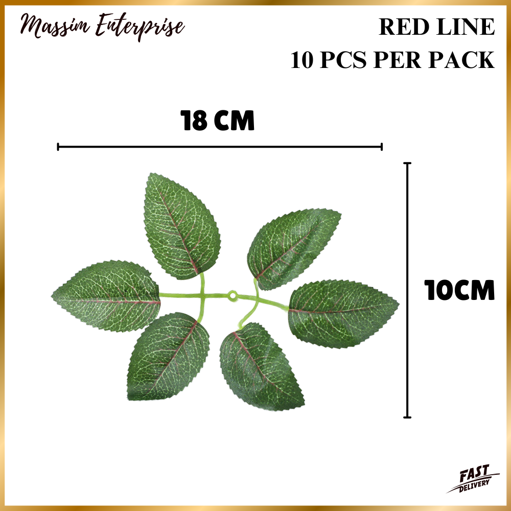 10Pcs Artificial Rose Leaf 6 Head Daun Hiasan Daun Tiruan Plant Pelamin ...