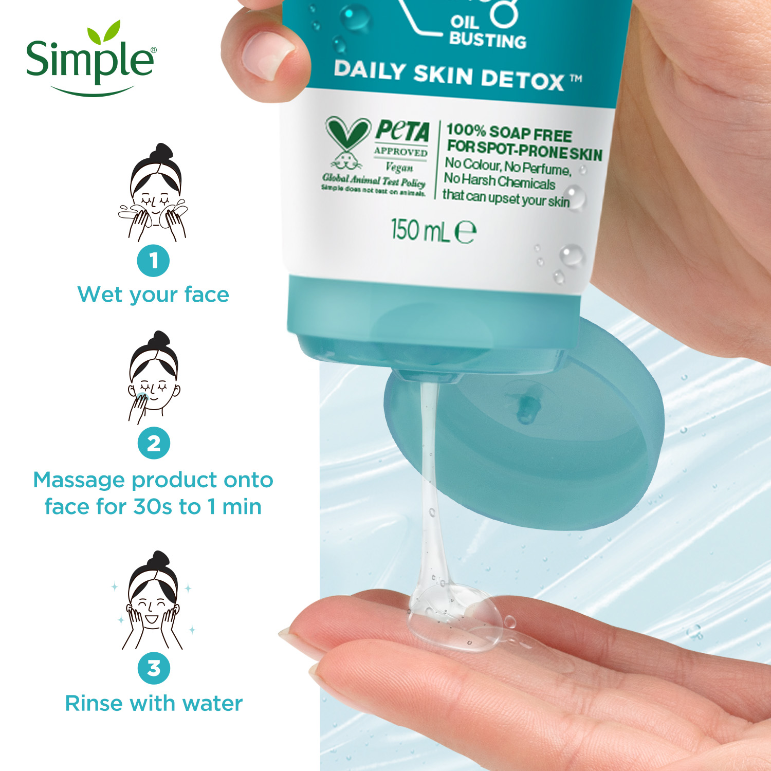 Simple Daily Skin Detox Purifying Facial Gel Wash With Thyme Zinc ...