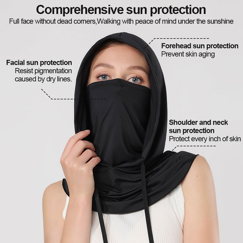 Outdoor Sunscreen Hat Drawstring Headscarf Hat Sun Protection UV-proof ...