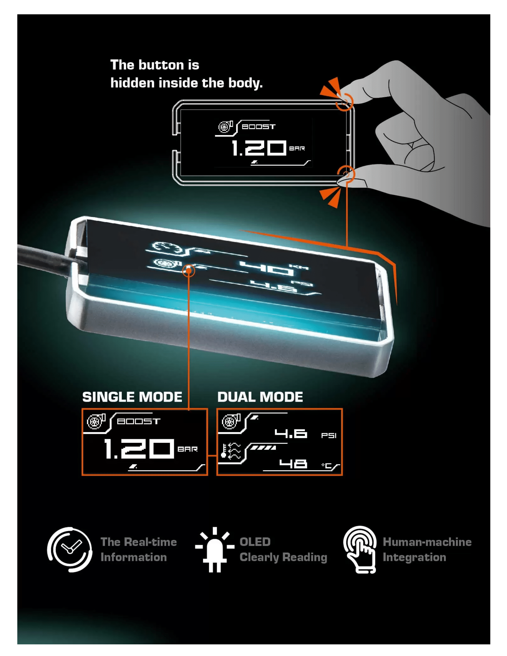 Shadow D-METER II Ten-In-One Multi-Indicator Turbo Gauge Water ...