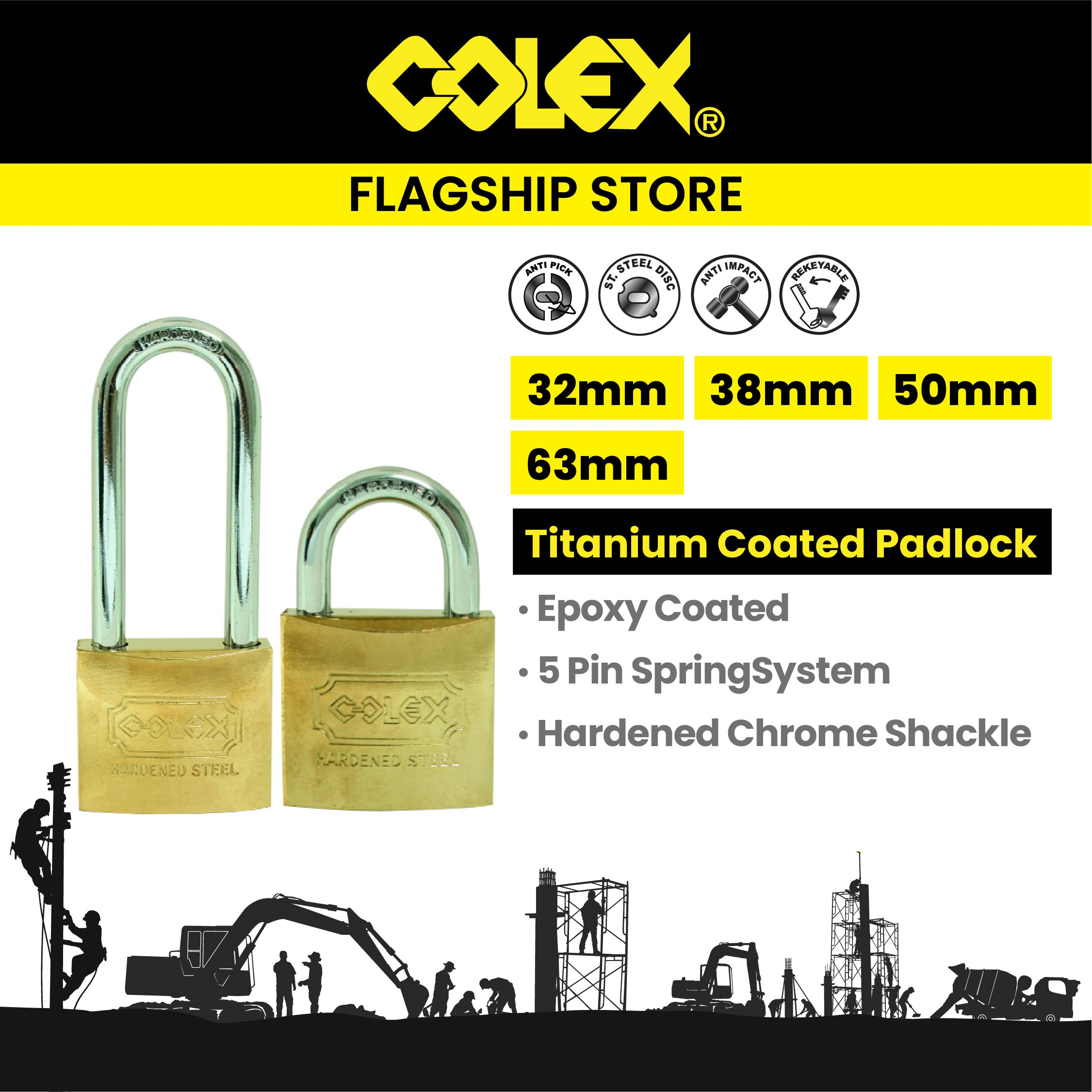 COLEX 32mm 38mm 50mm 63mm Titanium Coated and Epoxy Coated Standard ...