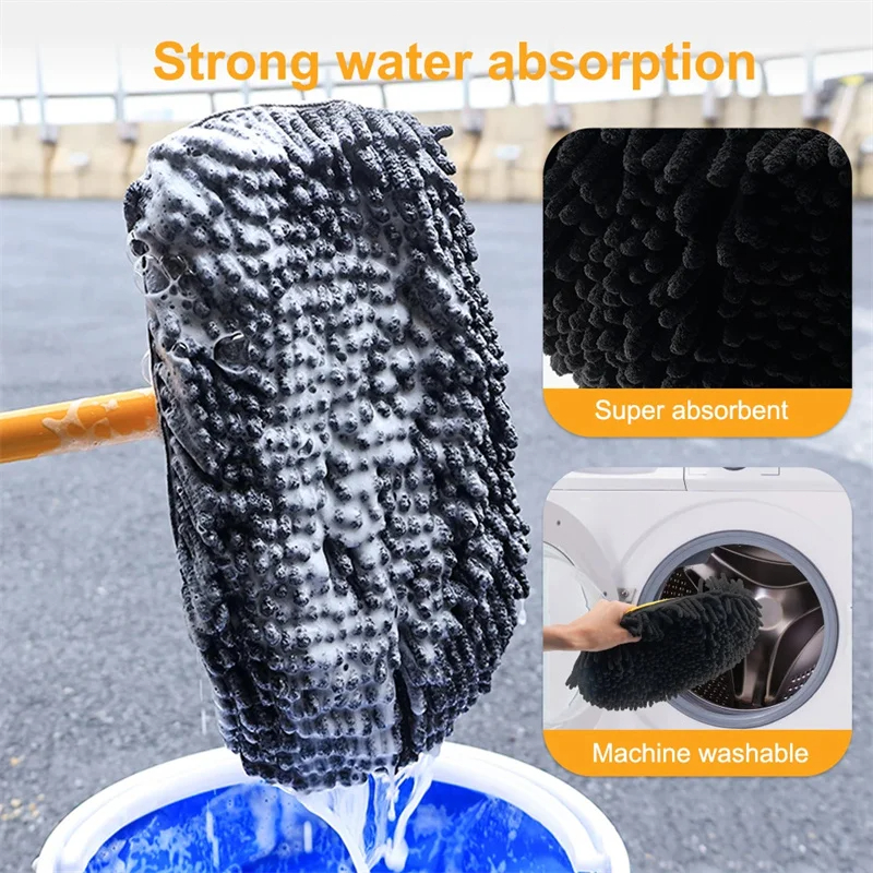 Microfiber Car Cleaning Kit Wash Mop Three-Section Elastic Rotation ...