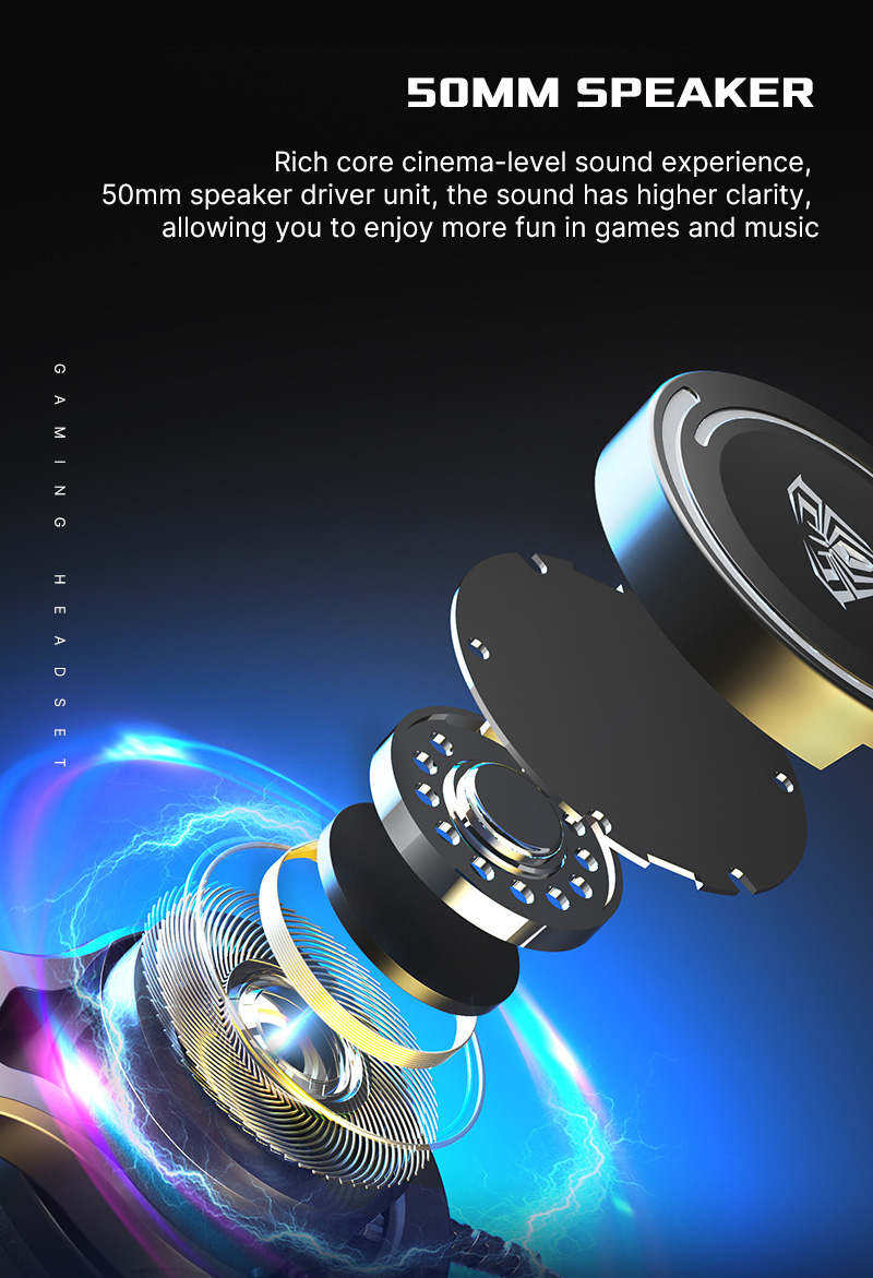 AULA S506 Wired RGB Gaming Headset, Stereo Sound, Closed Earmuffs Gaming with Adjustable Mic ...