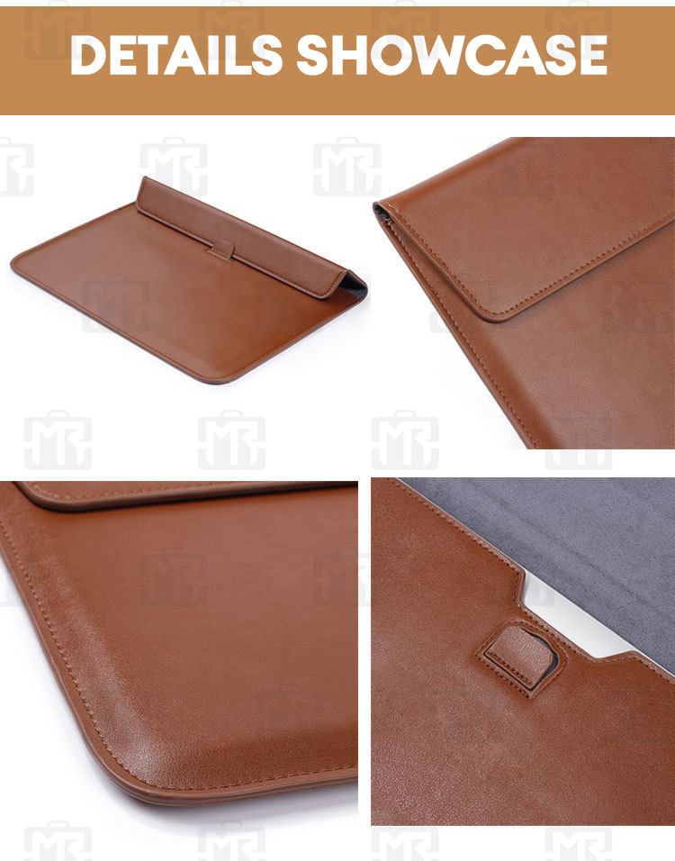 (2in1)MR Laptop Stand Bag Leather Sleeve Case Stand portable foldable ...