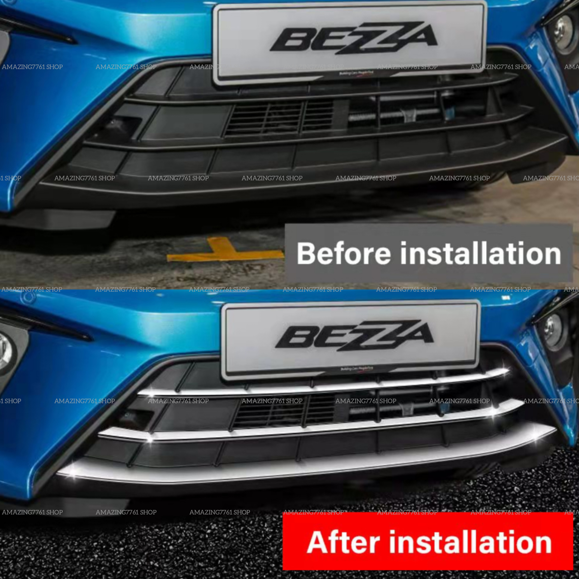 AMAZING PERODUA BEZZA 2019-2024 CHROME FRONT BUMPER GRILLE GARNISH ...