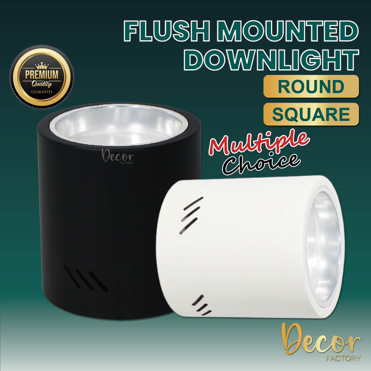 E27 Flush Surface Mounted Downlight Round 4'' 6'' 8'' Square 3" 5" 7 ...