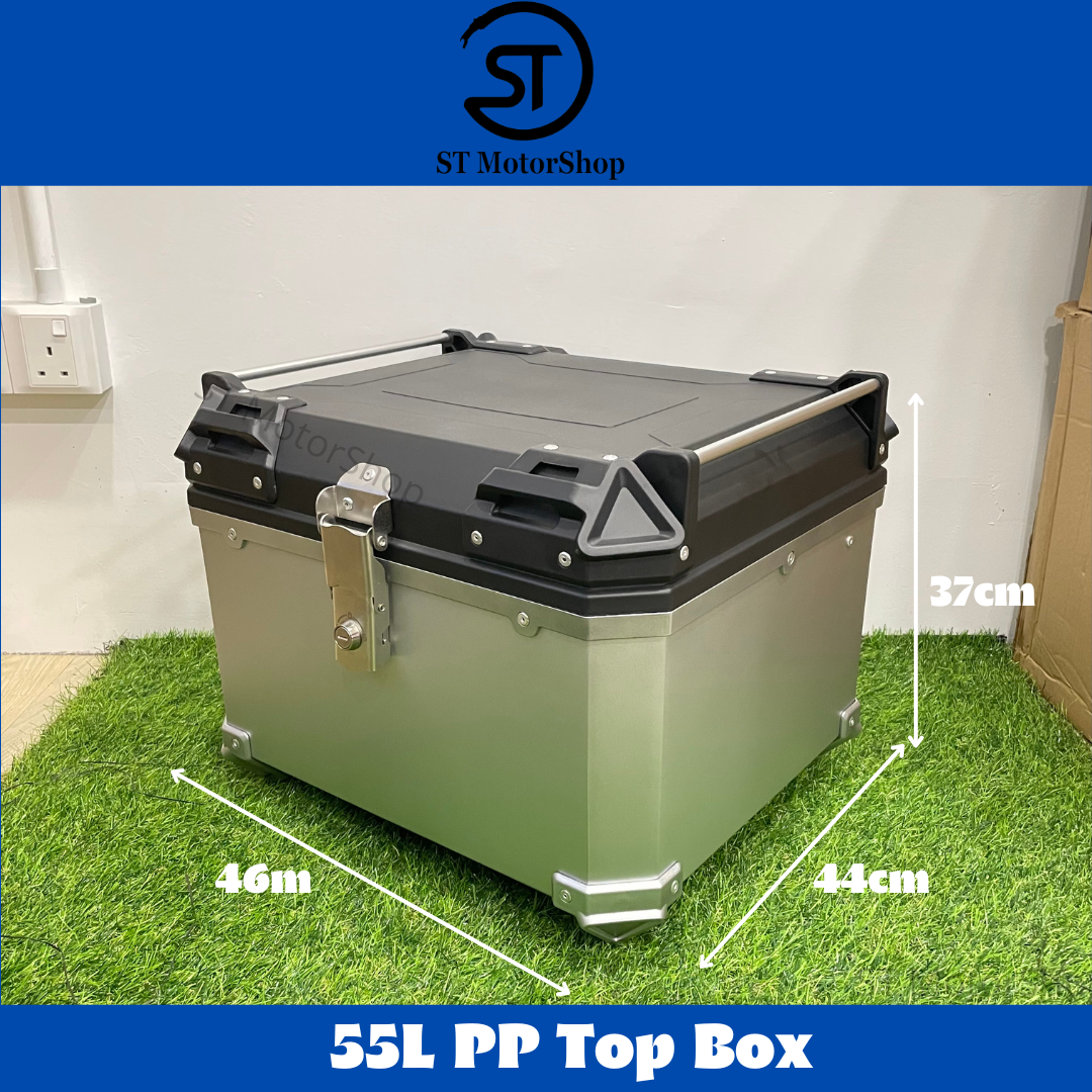 RAPIDO Rack Lipat with PP Material Top Box 55L Motorcycle Box ...