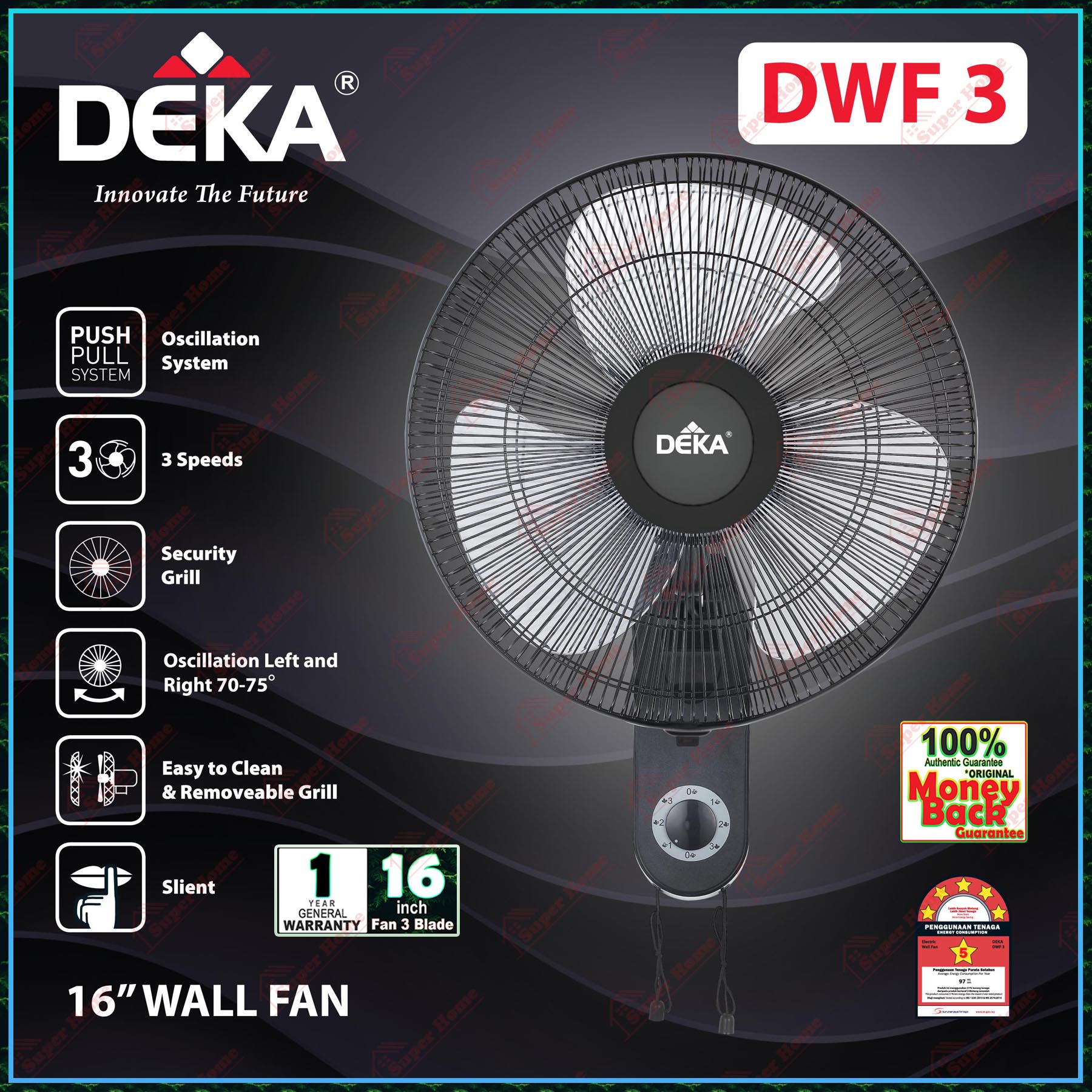 Deka Wall Fan DWF3 16 inches Wall Fan | Shopee Malaysia