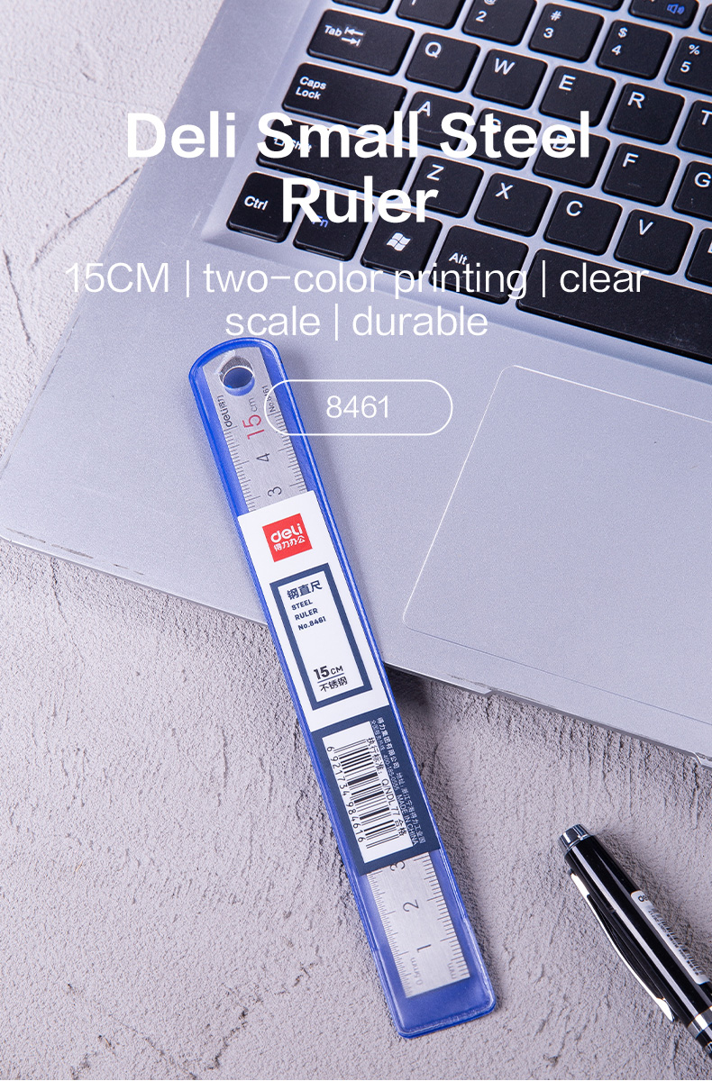 Deli Metric Metal Ruler Steel Scale Durable Precision Measuring Tool ...