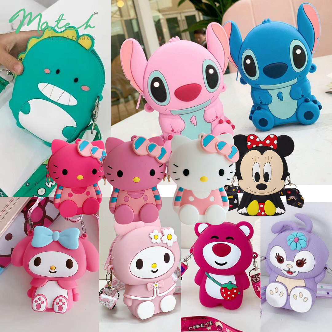 Baby Kids Cartoon Sling Bag Silicone Kitty Melody Minnie Stella Lou ...