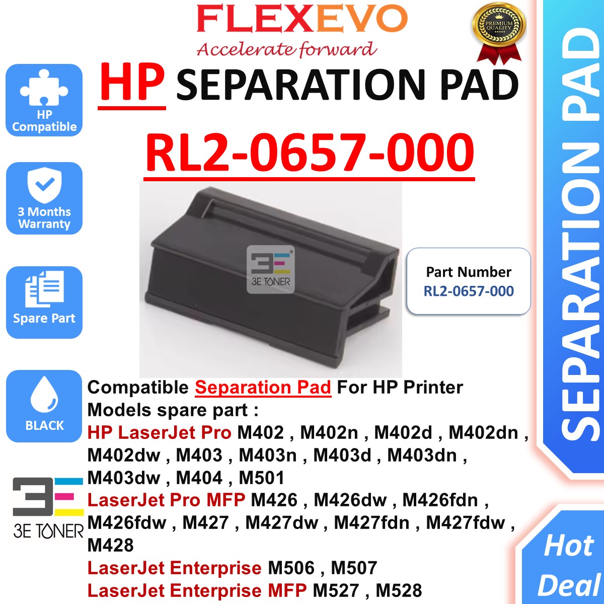 RL2-0657-000 HP RL2-0657 Separation Pad Assy for Printer LaserJet Pro ...