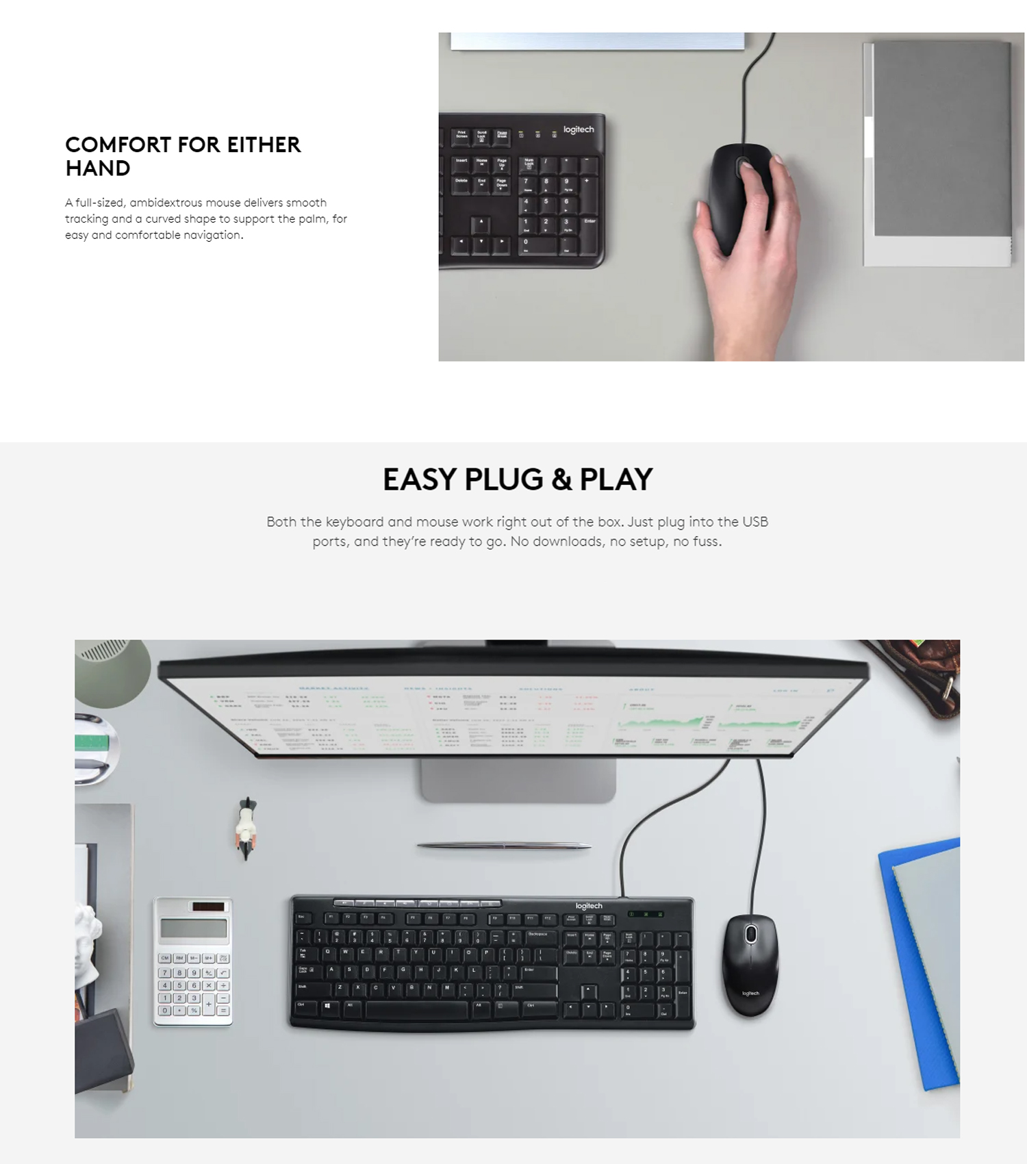 Logitech Mk200 Media Corded Keyboard And Mouse Combo Plug And Play Usb Combo Media Keys