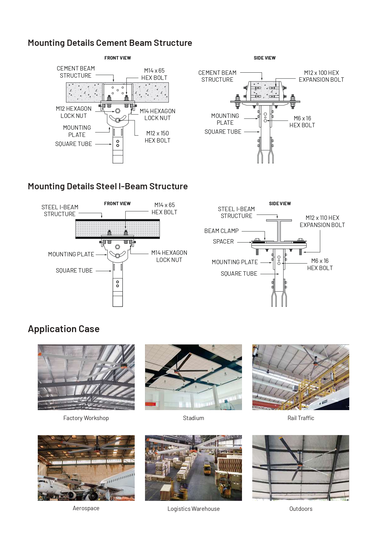 Yet ICF Series HVLS Giant Industrial Ceiling Fan ICF-10 ICF-12 ICF-16 ...
