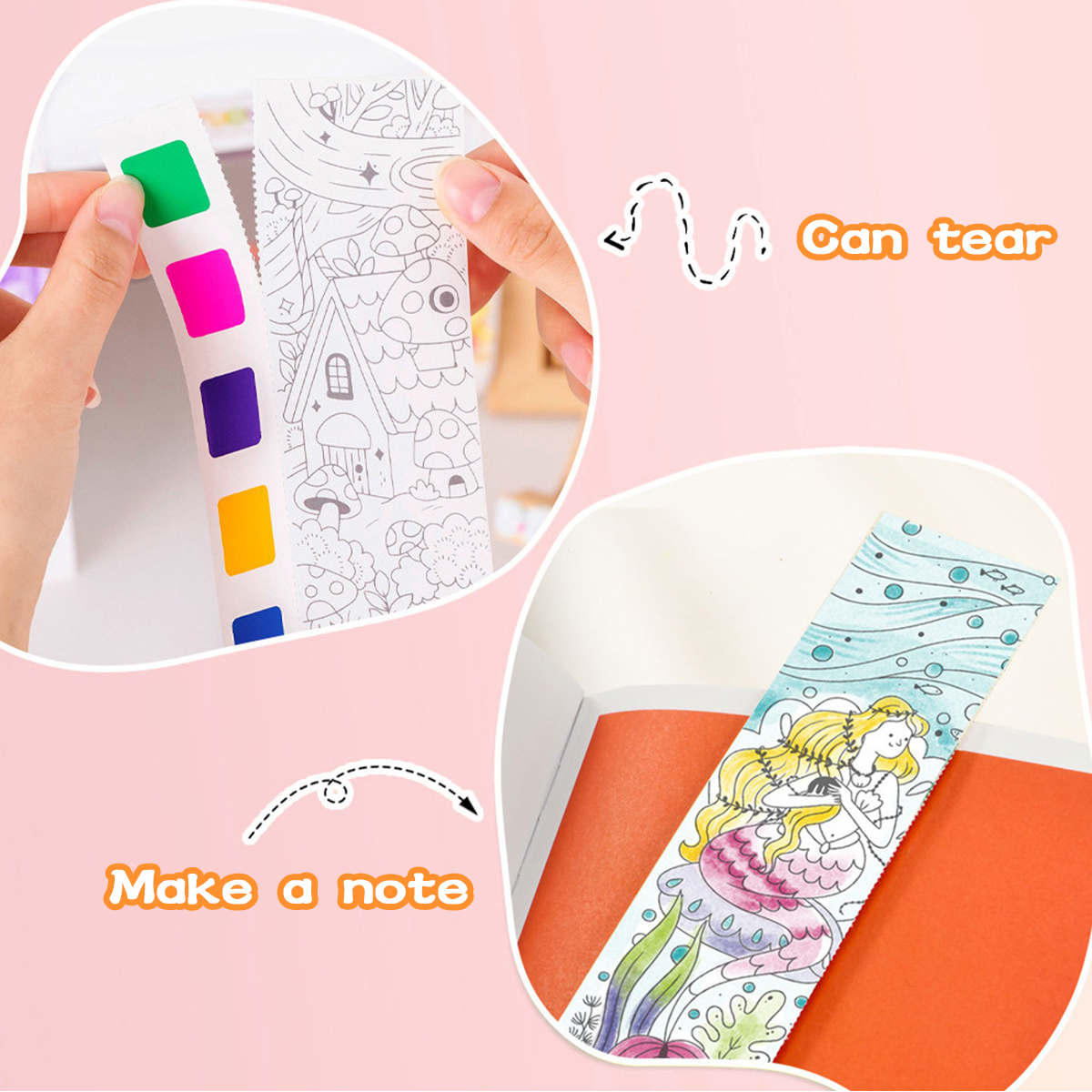 Watercolor Painting Bookmark Graffiti Drawing Coloring Book Pigments ...