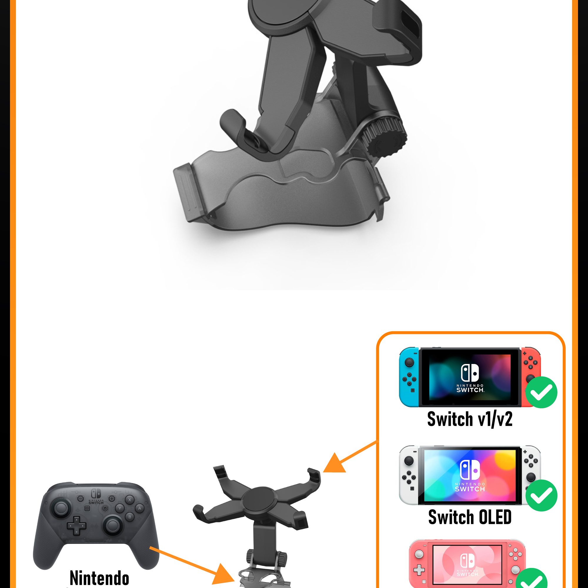 DOBE Nintendo Switch Pro Controller Holder Handle Clip Clamp Mount ...
