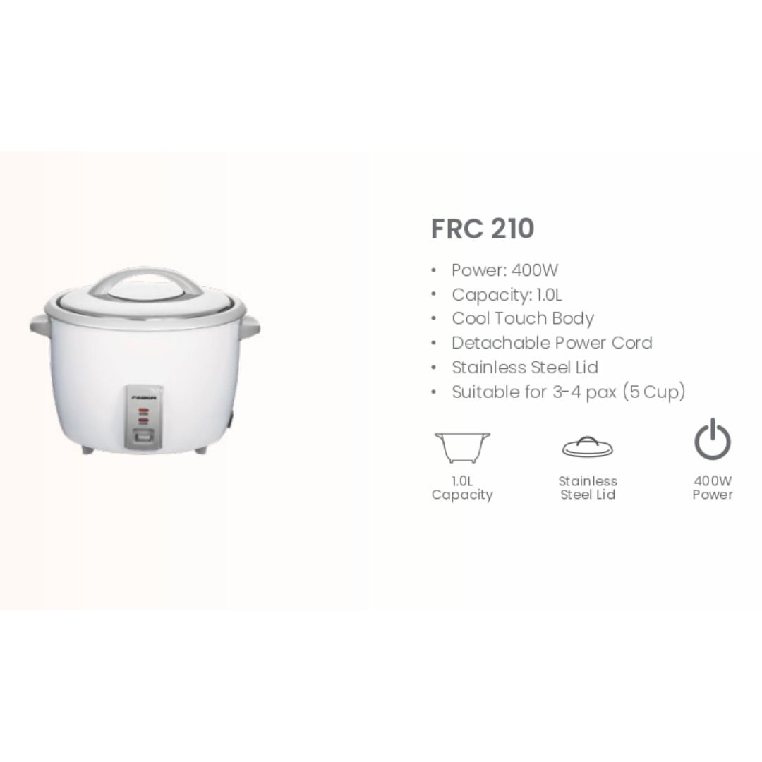 Faber 400W Traditional Rice Cooker 4 Pax (1.0L) FRC 210 | Shopee Malaysia
