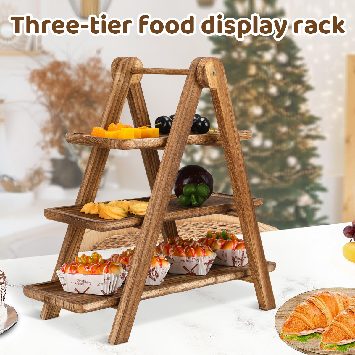 3LAYERS Tray Decor Cake Dessert Wooden Pallet Storage Rack Farmhouse ...
