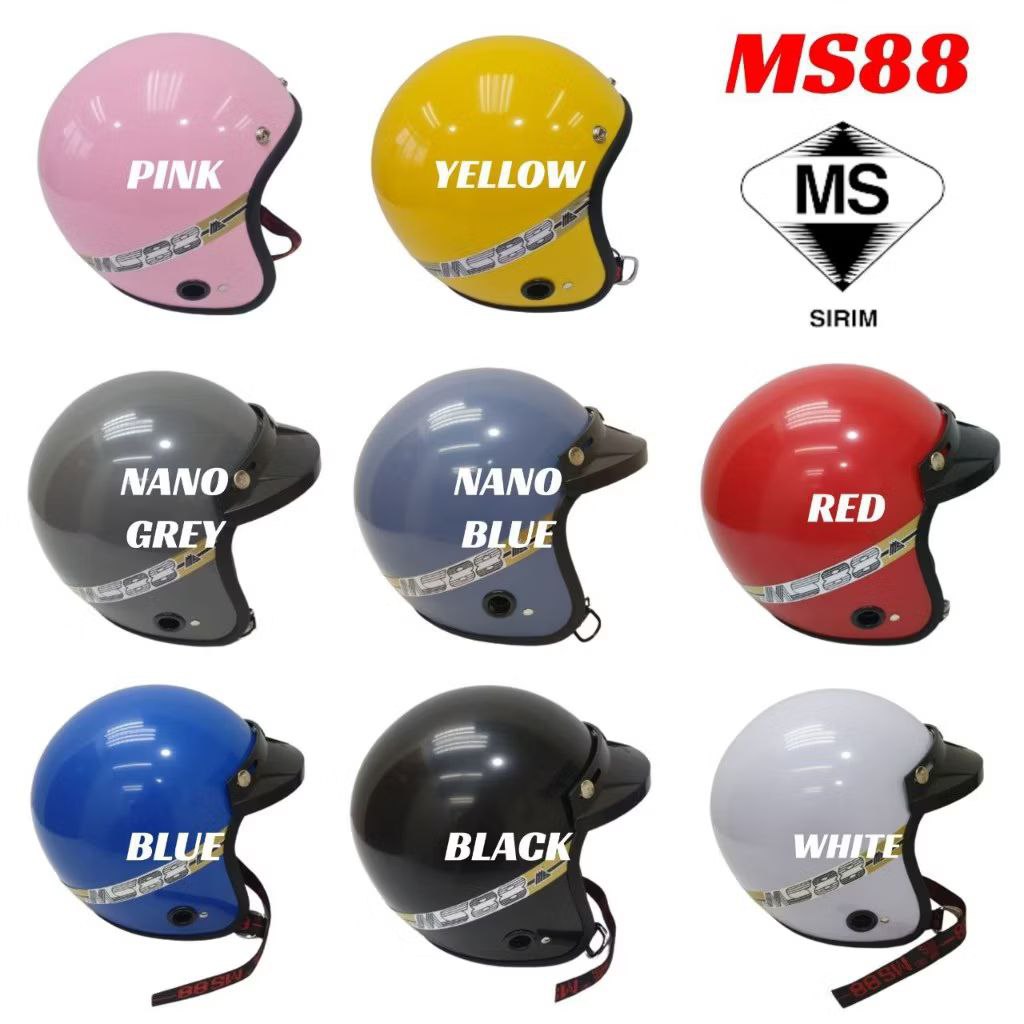(2025 57CM) MS88 HELMET MOTORCYCLE 100% ORIGINAL SIRIM Tali Ikat Hitam ...