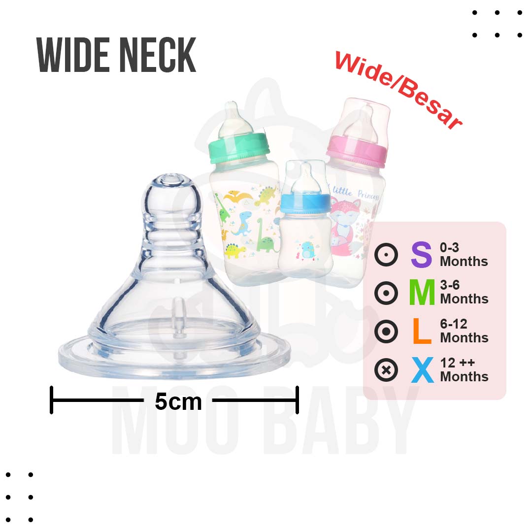 ⭐Moo Baby Puting Susu Lembut Puting Botol Susu Puting Susu Leper Puting ...