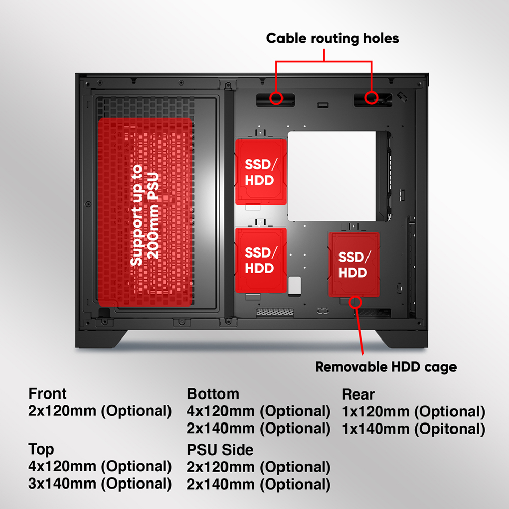 Armaggeddon Tessaraxx APEX 13 Air E-ATX PC Fish Tank Design Gaming Case ...