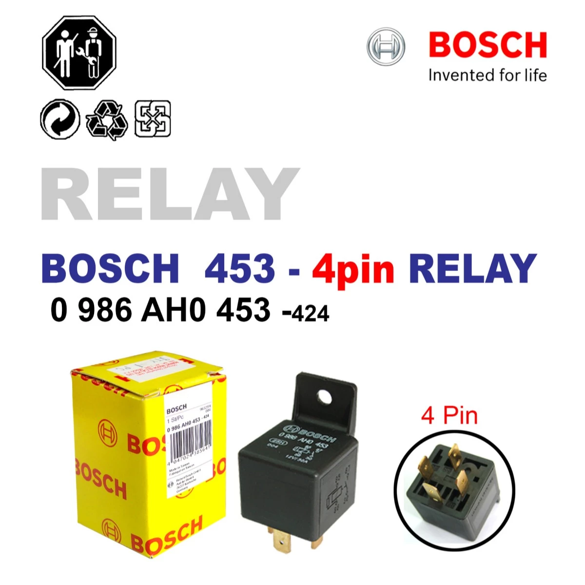 1pcs Bosch Universal Automotive Car Relay 12V 30A 4 Pin - Bosch Part ...