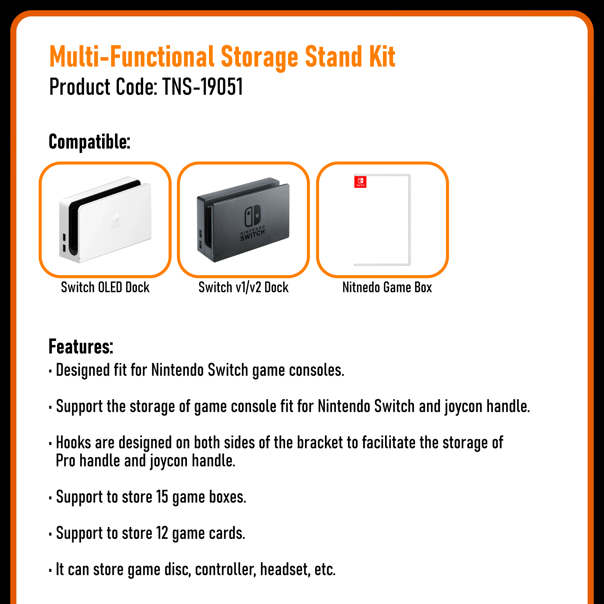 DOBE Nintendo Switch OLED V1V2 Multifunctional Storage Stand Kit Game ...