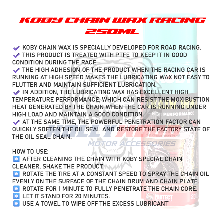 KOBY 100% GENUINE MAINTENANCE CARE PRODUCTS BRAKE CLEANER TIRE POLISH ...