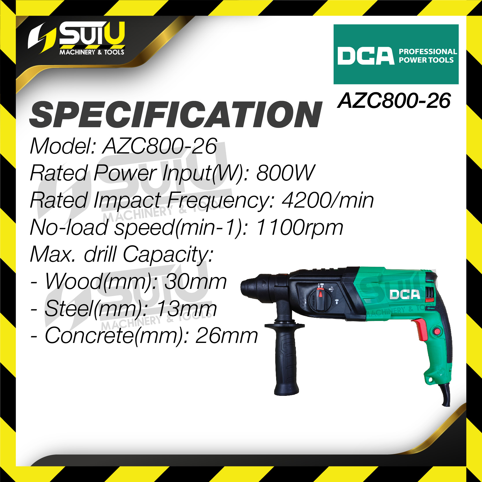 DCA AZC800-26 / AZC80026 3-Mode Electric Rotary Hammer / Mesin Tukul ...
