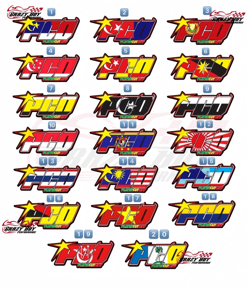 MOTOR STICKER PCO PLAYER CUT OFF (MALAYSIA,SELANGOR,JOHOR,TERENGANU ...