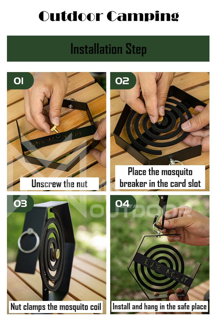 BUYE MOUNT Hanging Mosquito Coil Holder Iron Hexagonal Mosquito Incense ...