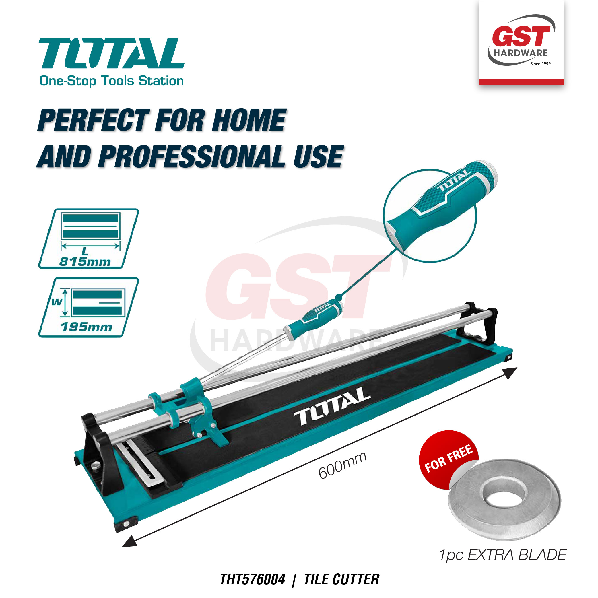 TOTAL Heavy Duty Single Rail Tile Cutter 600mm Pemotong Tile Alat ...