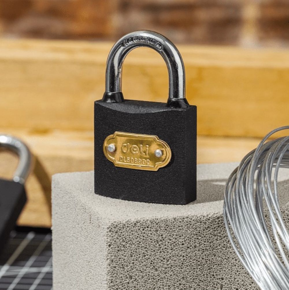 DELI Iron Padlock 32mm/38mm/50mm Steel Brass Pad Lock Safety Door Gate ...