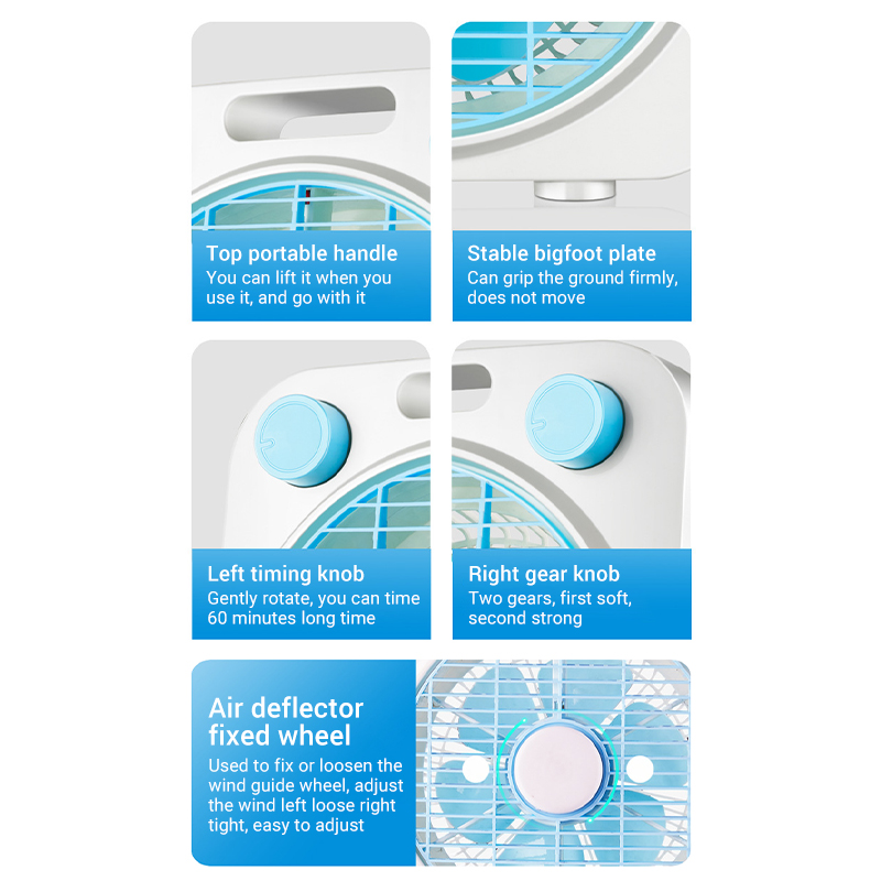 Desk Fan Portable Electric Fan Desktop Silent Square Electric Fan ...