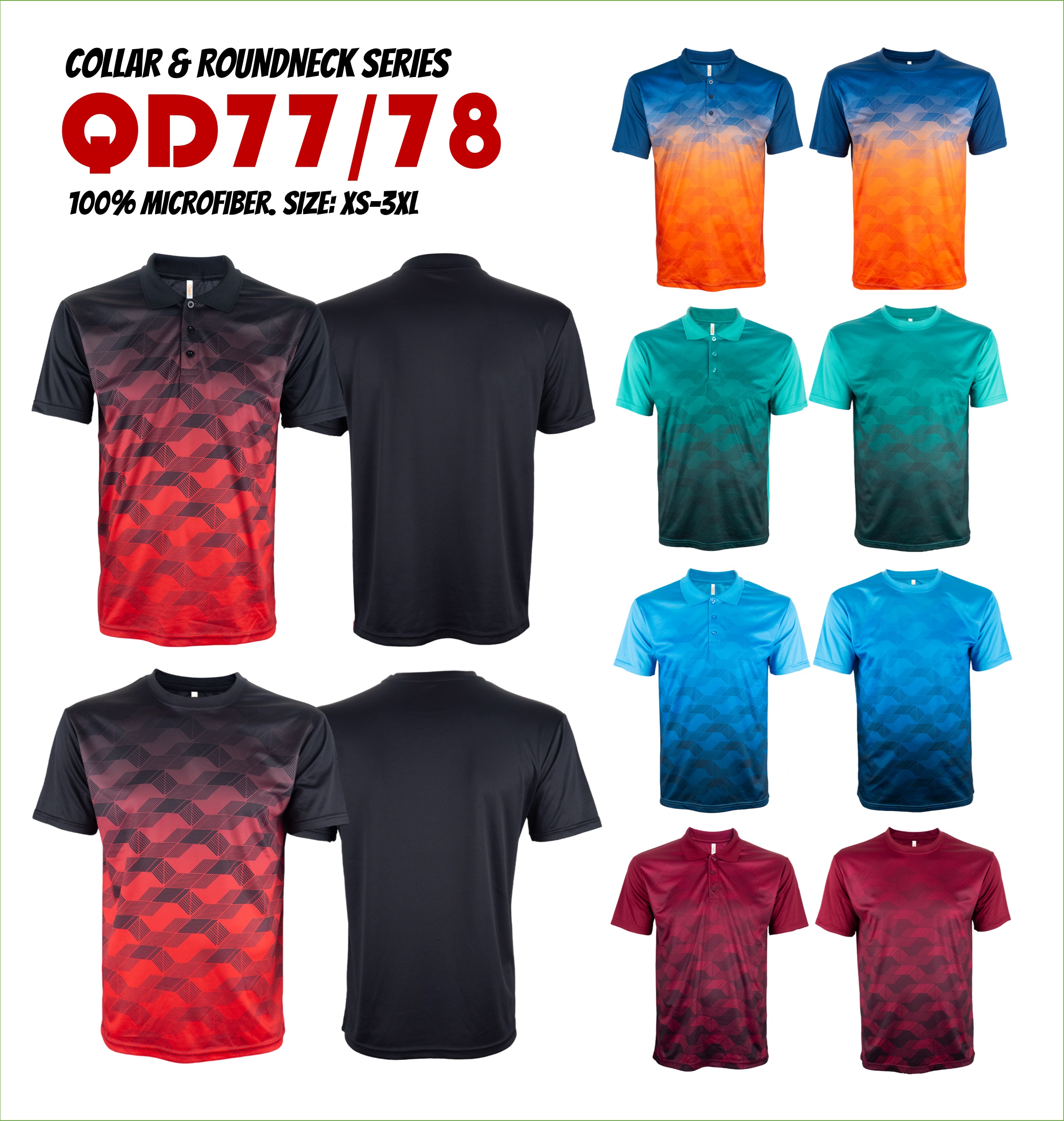 QD7778 UNISEX OREN SPORT QUICKDRY | COLLAR & ROUNDNECK I 100% ...