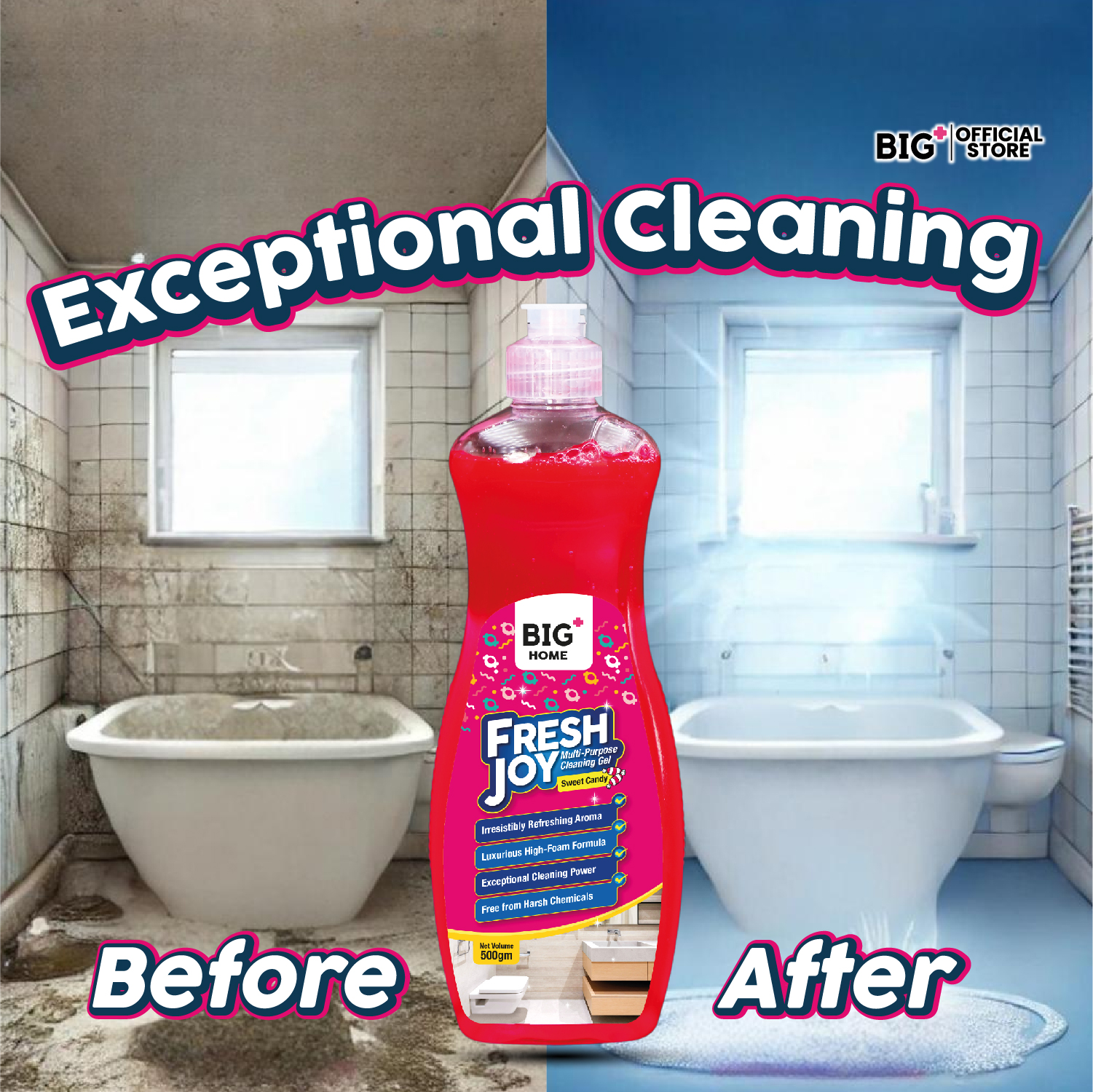 BIG + FreshJoy MultiPurpose Cleaning Gel 500g | Scrub Bath Toilet ...