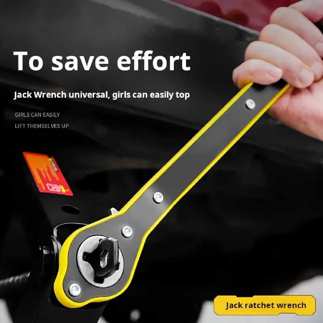 360° Swivel Easy Grip Jack Scissor Ratchet Wrench Car Tire Jack Lifting ...