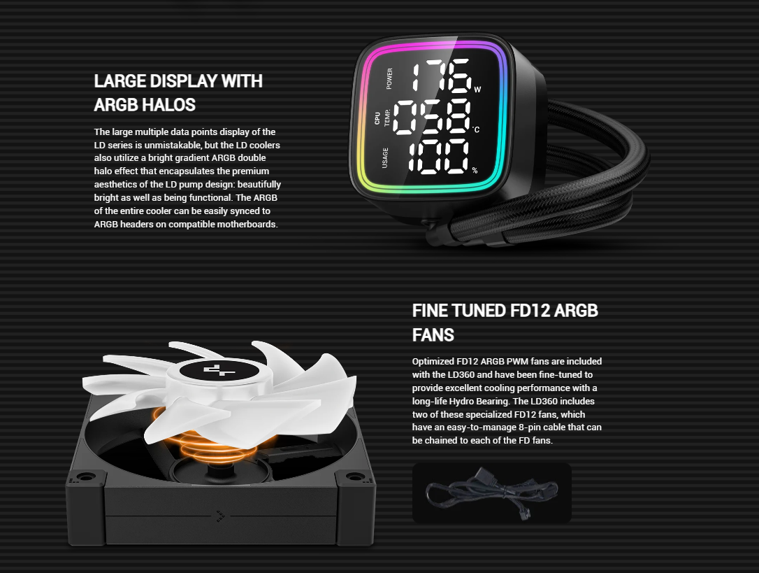 DeepCool LD360 ARGB High-Performance 360mm Digital AiO CPU Cooler ...