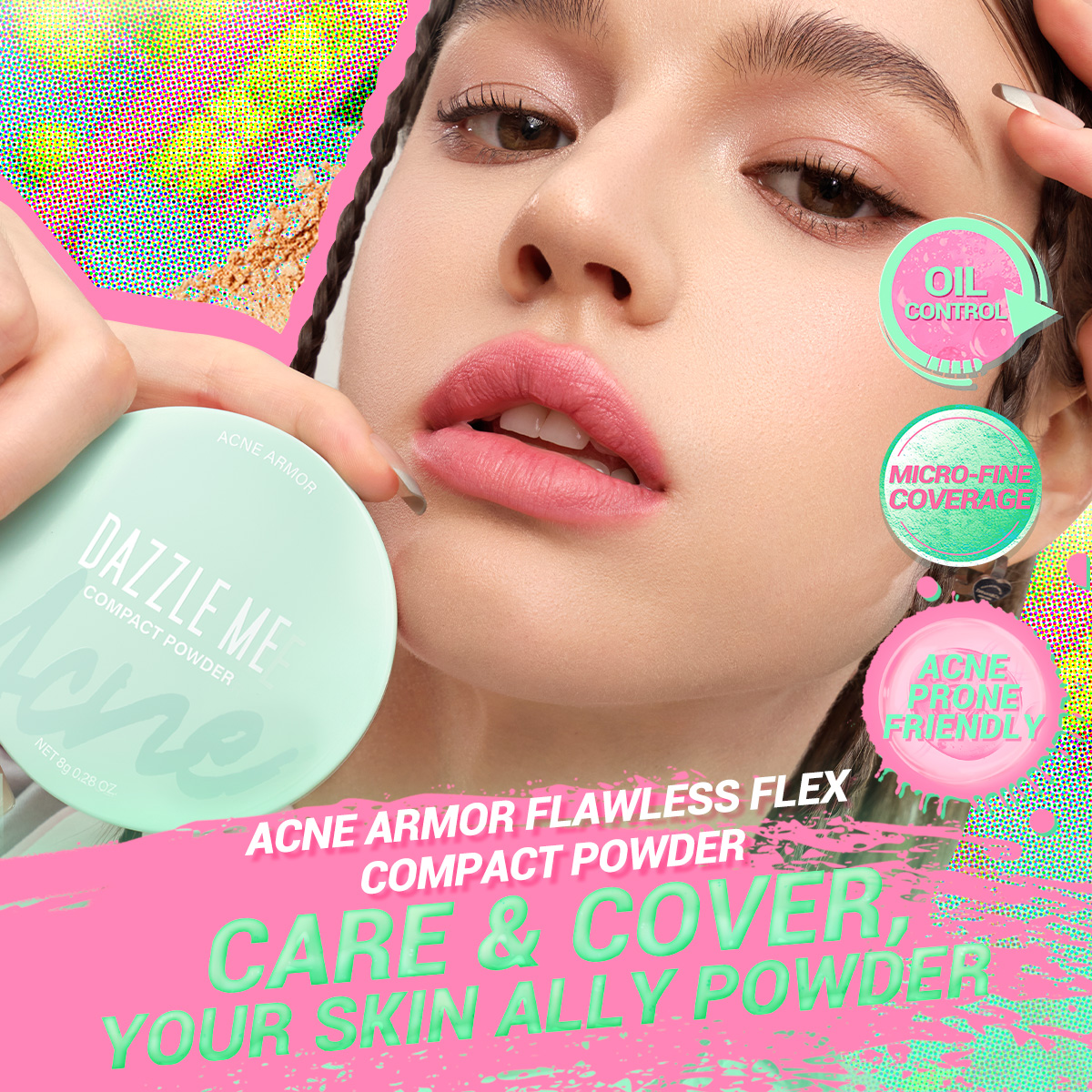 [NEW!!] DAZZLE ME Acne Armor Flawless Flex Compact Powder Oil Control ...