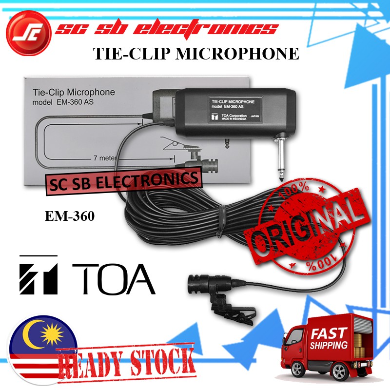 TOA ORIGINAL TIE-CLIP MICROPHONE WITH 7 METER CABLE - EM360 / EM-360 ...