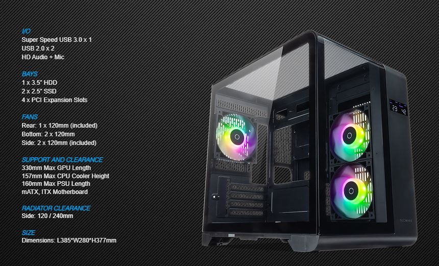 Tecware ARC M Curved TG mATX PC Case - Black / White | Shopee Malaysia