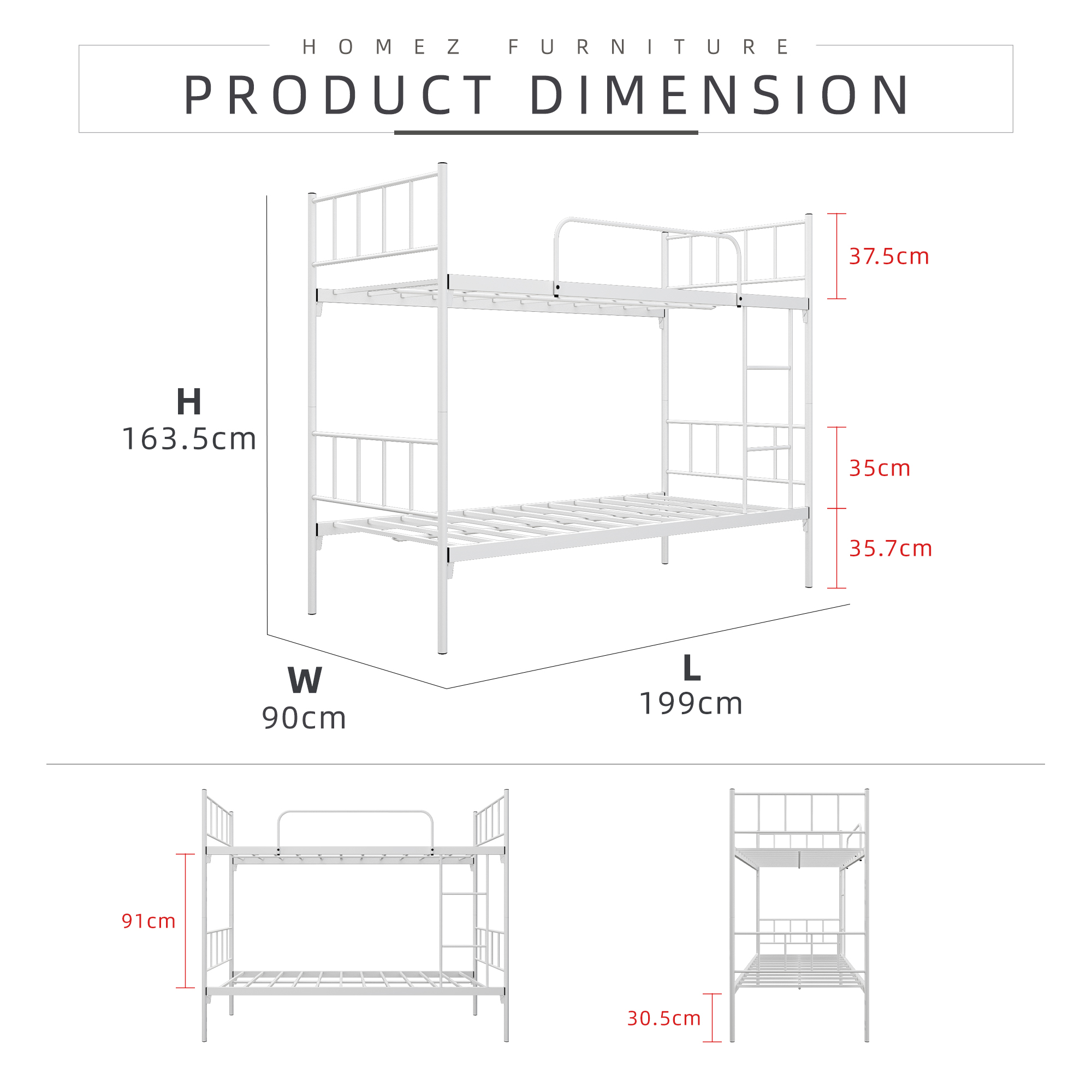 KitchenZ 3V Double Decker Triple Decker Bed Frame Aloha Loft Bed Frame ...