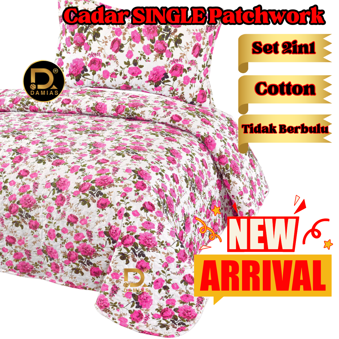 Set 2 in 1 Cotton Material Anti Kedut Cadar Anak Bujang Random Cadar ...