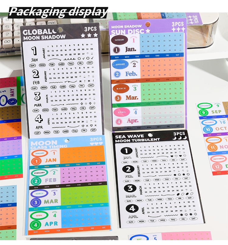 Creative Perpetual Calendar Waterproof Deco Stickers Daily Date Week ...