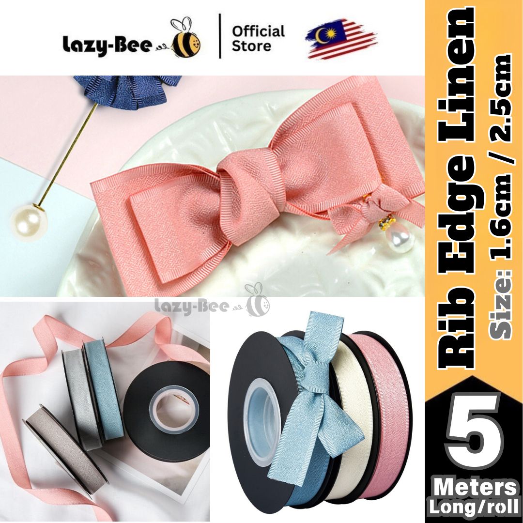 LAZY BEE 5 Meter Rib Edge Linen Ribbon DIY Wedding Hair Bow Bouquet ...
