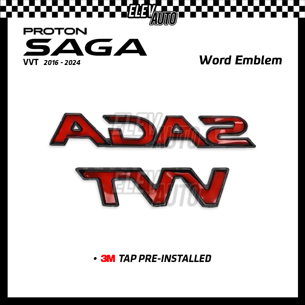 Proton Saga VVT 2016 - 2024 Word Emblem SAGA VVT Rear Word Car Emblem ...
