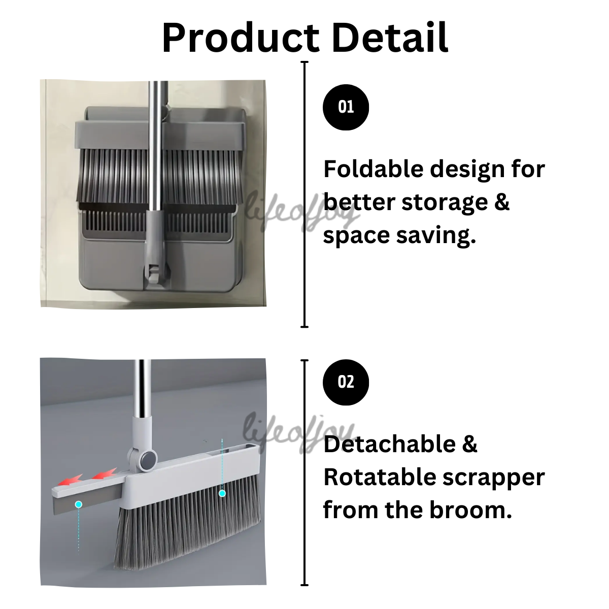 4 in 1 Foldable Broom Dustpan Set 2 in 1 Broom Set Water Wiper Penyapu dan Penyodok Set Lantai ...