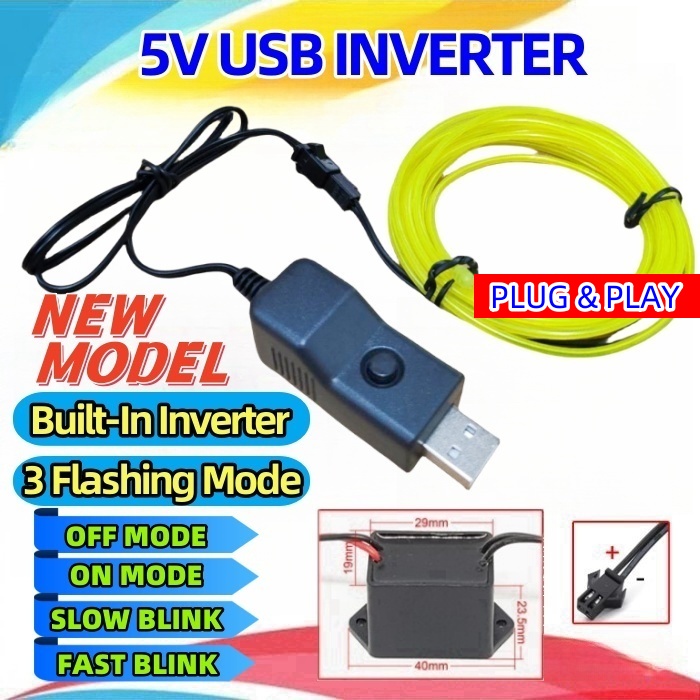 2.8mm LED Neon Flex Wording EL Wire Neon Light With Inverter 1 Meter ...