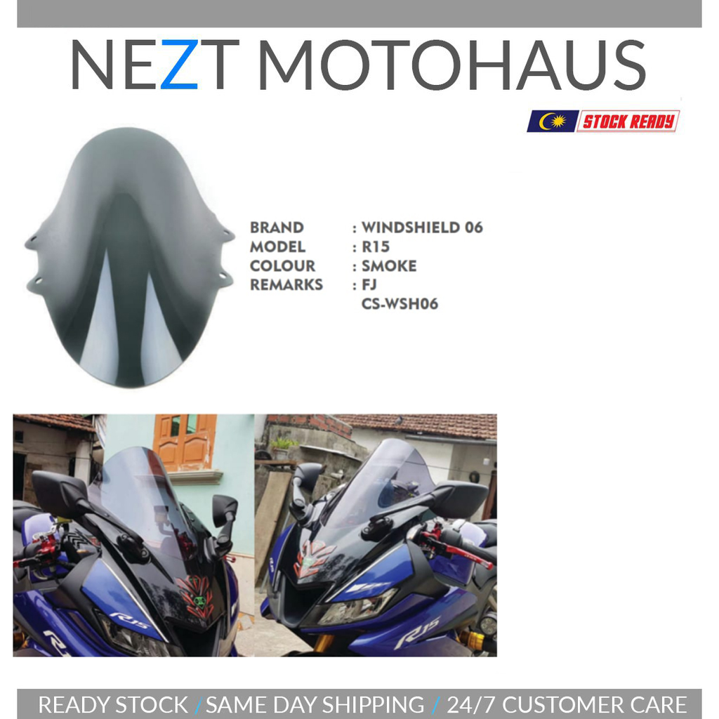 Yamaha R15 V3 Double Bubble R6 Style Windshield Visor Smoke | Shopee ...