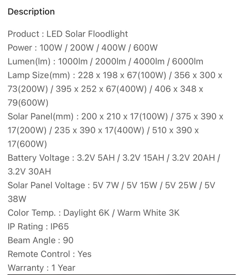 MEGAMAN LED SOLAR FLOODLIGHT 100W 200W 400W 600W IP65 OUTDOOR SOLAR ...